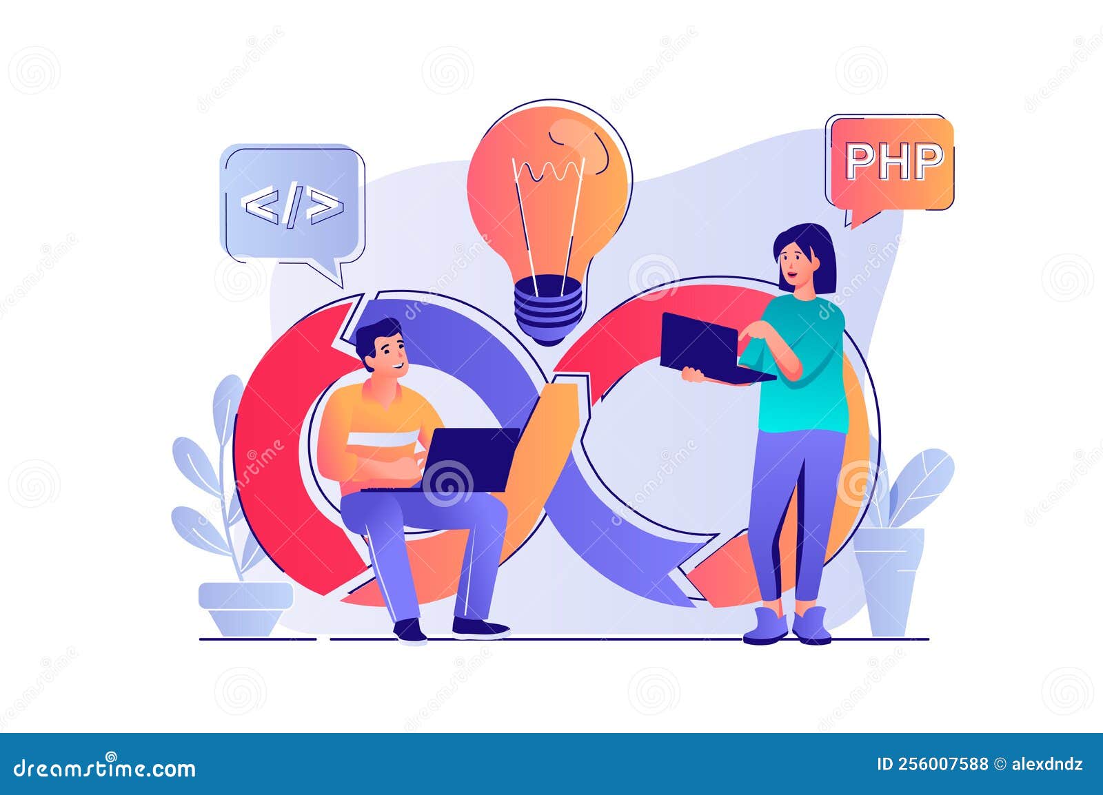 DevOps Concept with People Scene. Vector Illustration Stock Vector ...