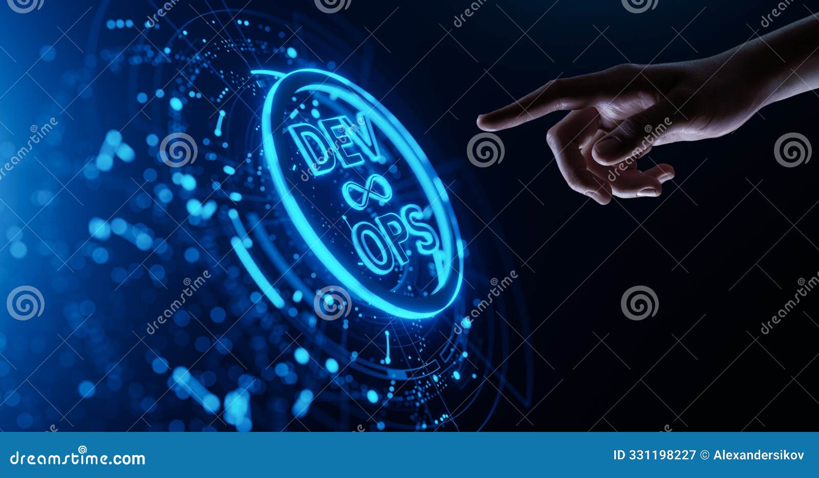 DevOps Dev Ops Software Development Concept. Human Hand Touching ...