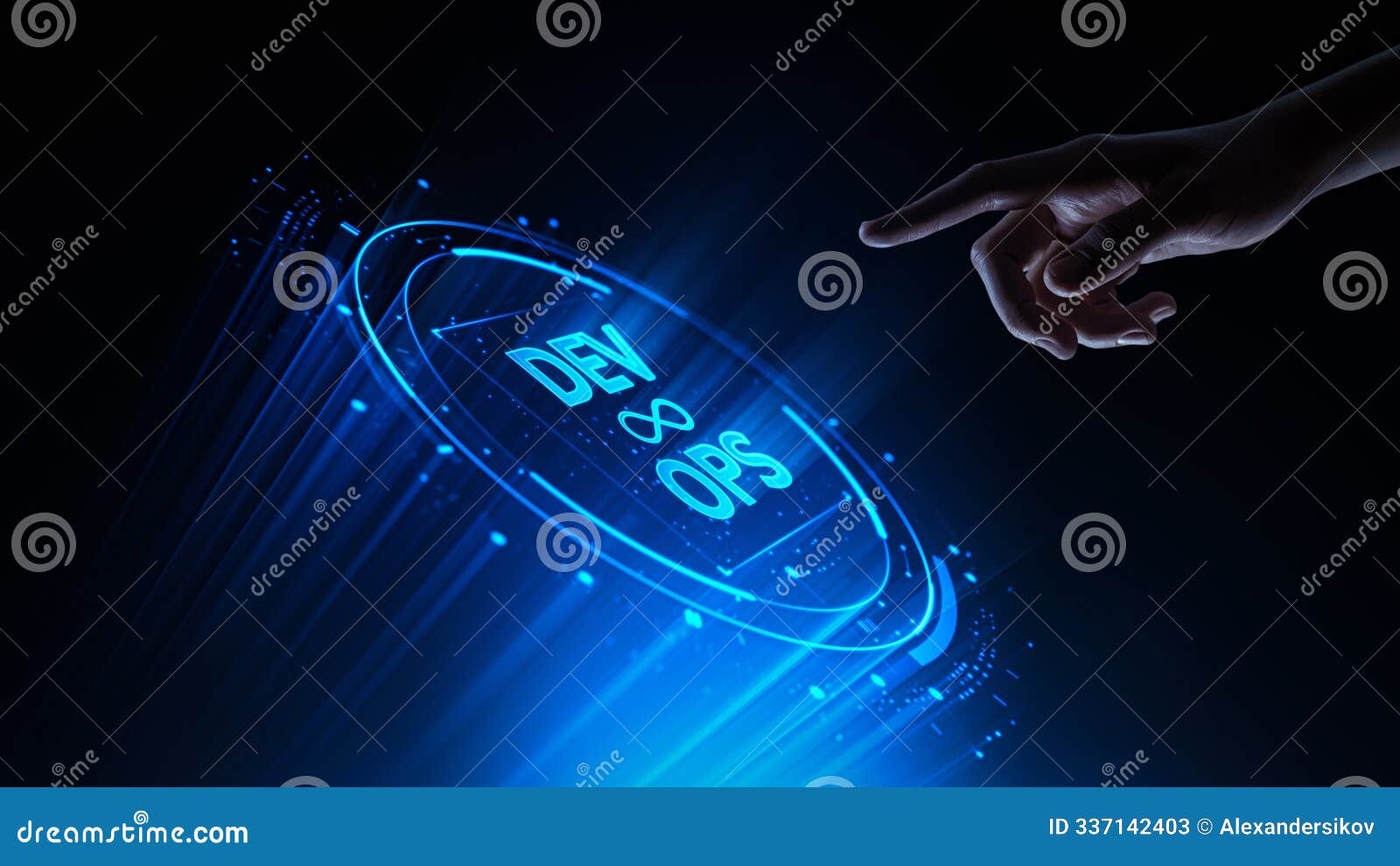 DevOps Dev Ops Software Development Concept. Human Hand Touching ...