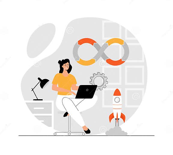 DevOps Developer Concept. Programmer Working on Software Development ... DevOps Developer Concept. Programmer Working on Software Development ...