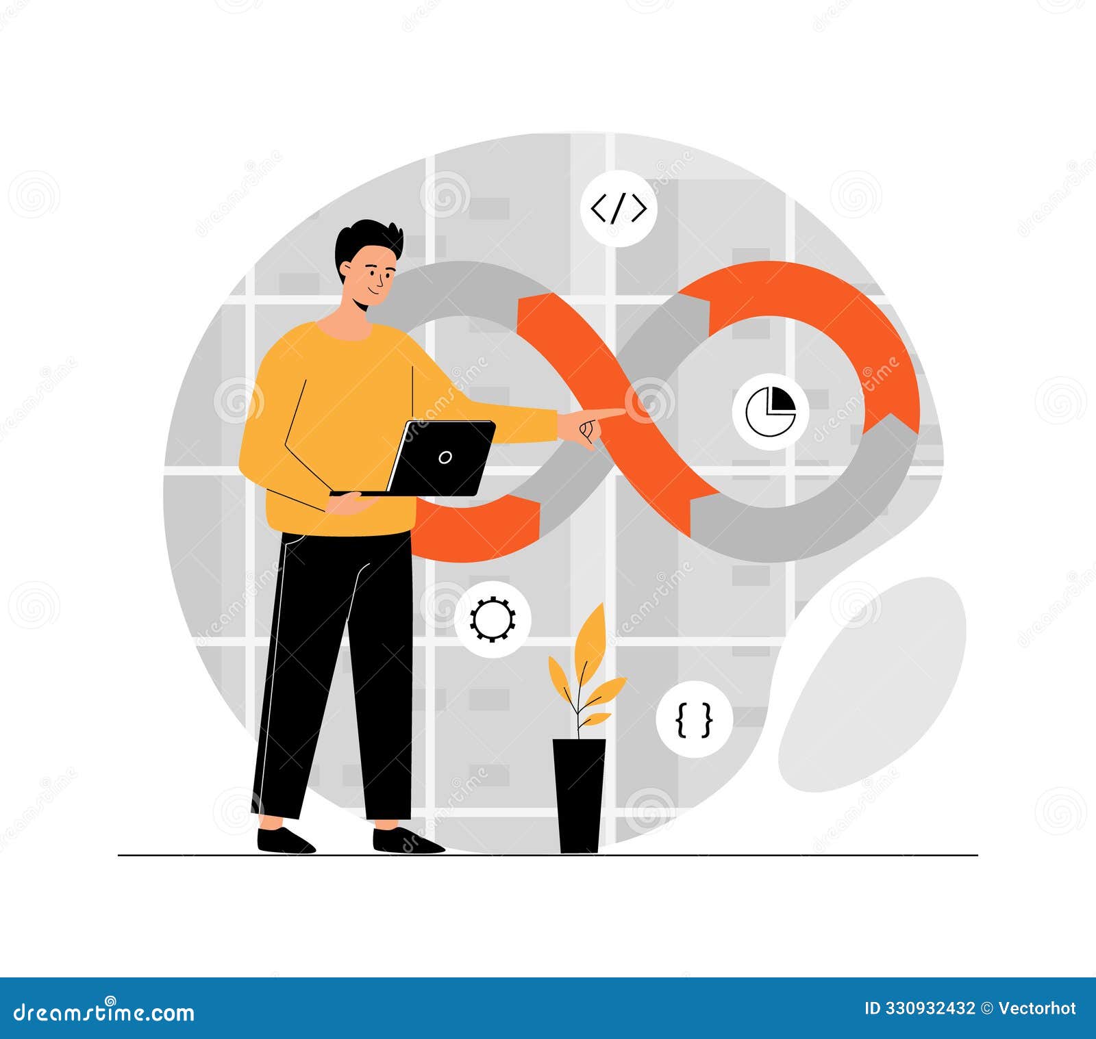 Development Operations & Life Cycle - DevOps Icon Vector Illustration ...