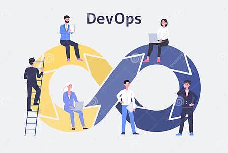 DevOps, Development and Operations Technology Flat Vector Illustration ...