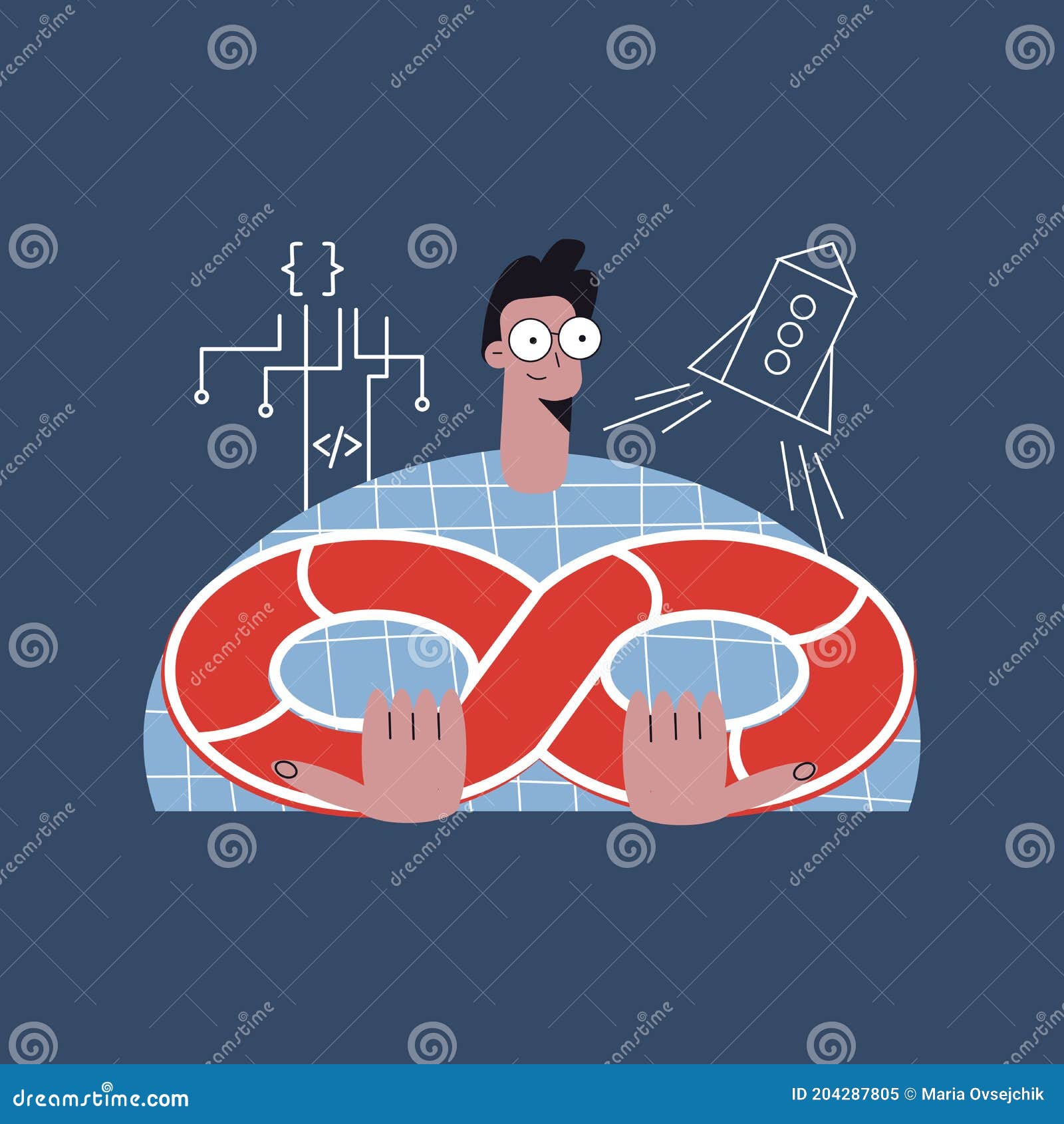 DevOps Engineer Flat Vector Cartoon Illustration With Character ...