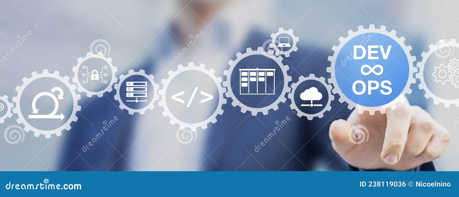 Devops Engineer Working On Software Development And It Operations With Icons Of Agile