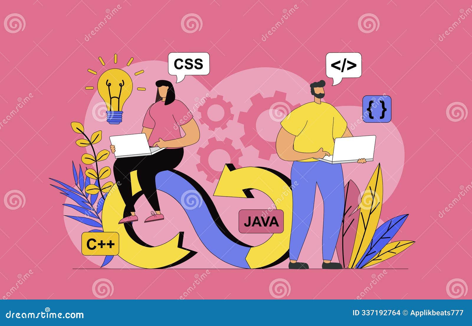 Engineers Man And Woman Make Plans In Their Minds For Designing A ...