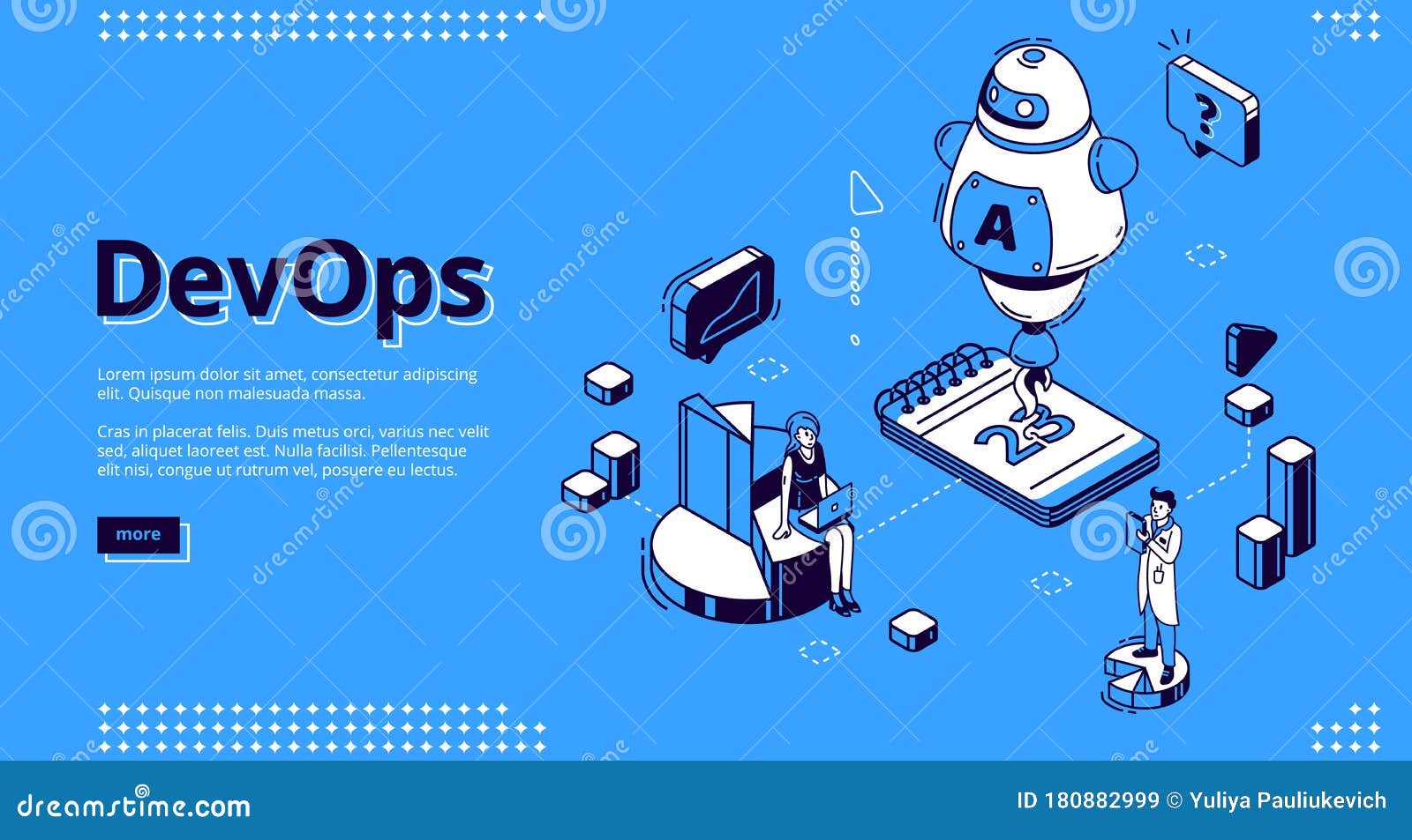 Devops Isometric Banner, Development And Operation Cartoon Vector ...