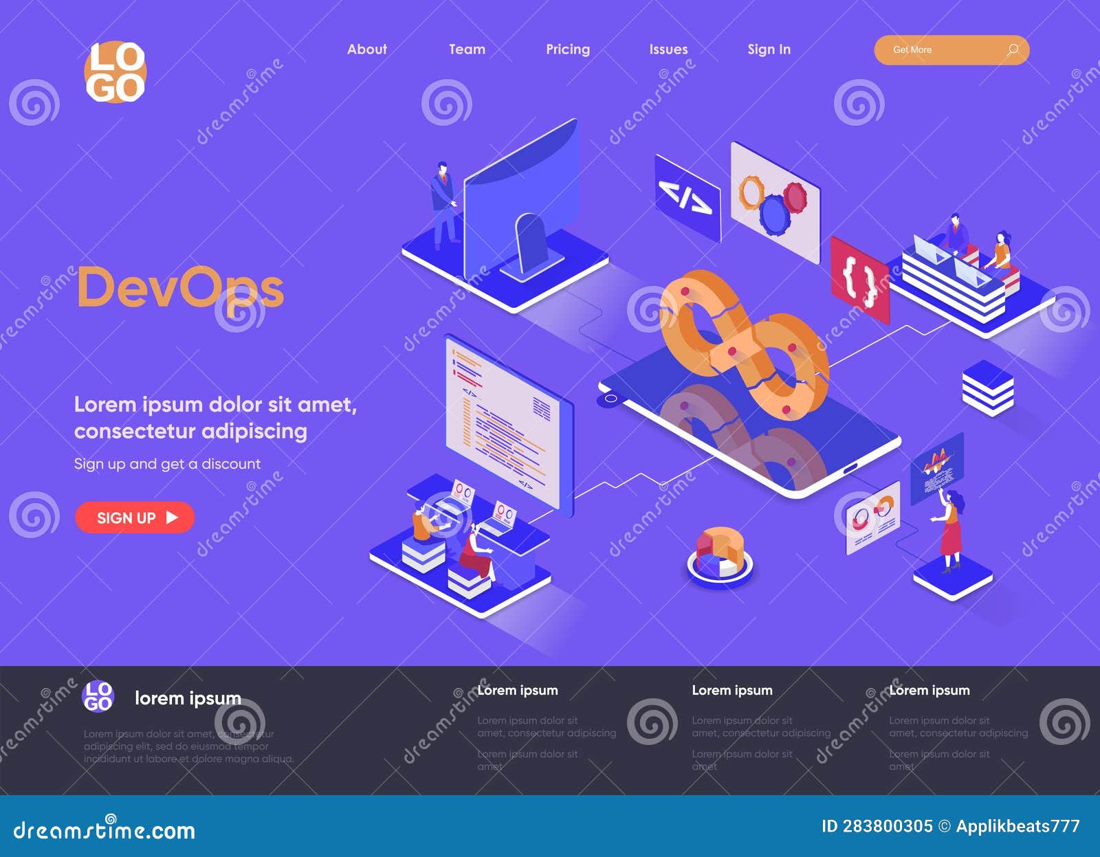 Devops Isometric Banner, Development And Operation Vector Illustration | CartoonDealer.com ...