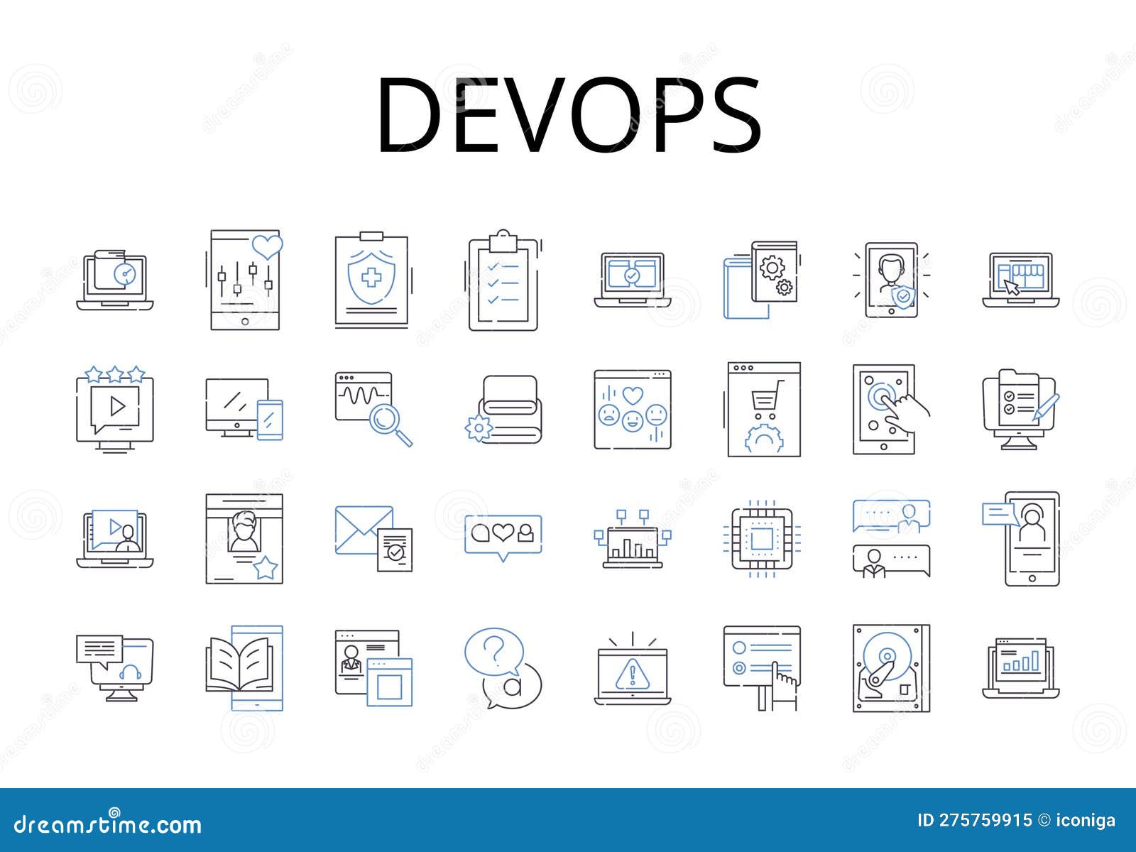 Devops Outline Icons Collection Automation Collaboration Agile