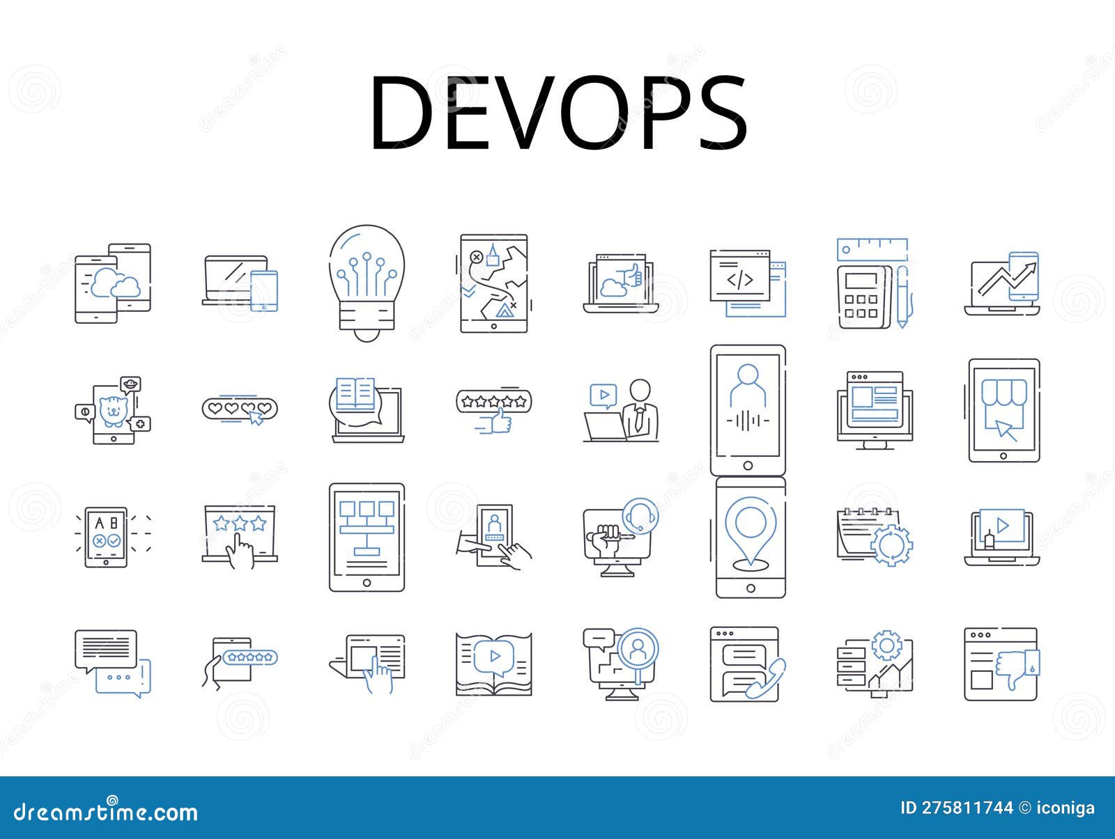 Devops Outline Icons Collection Automation Collaboration Agile