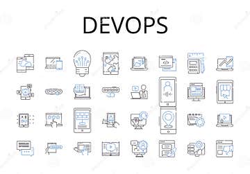DevOps Line Icons Collection. Agile Development, Cloud Computing, Digital Transformation ...