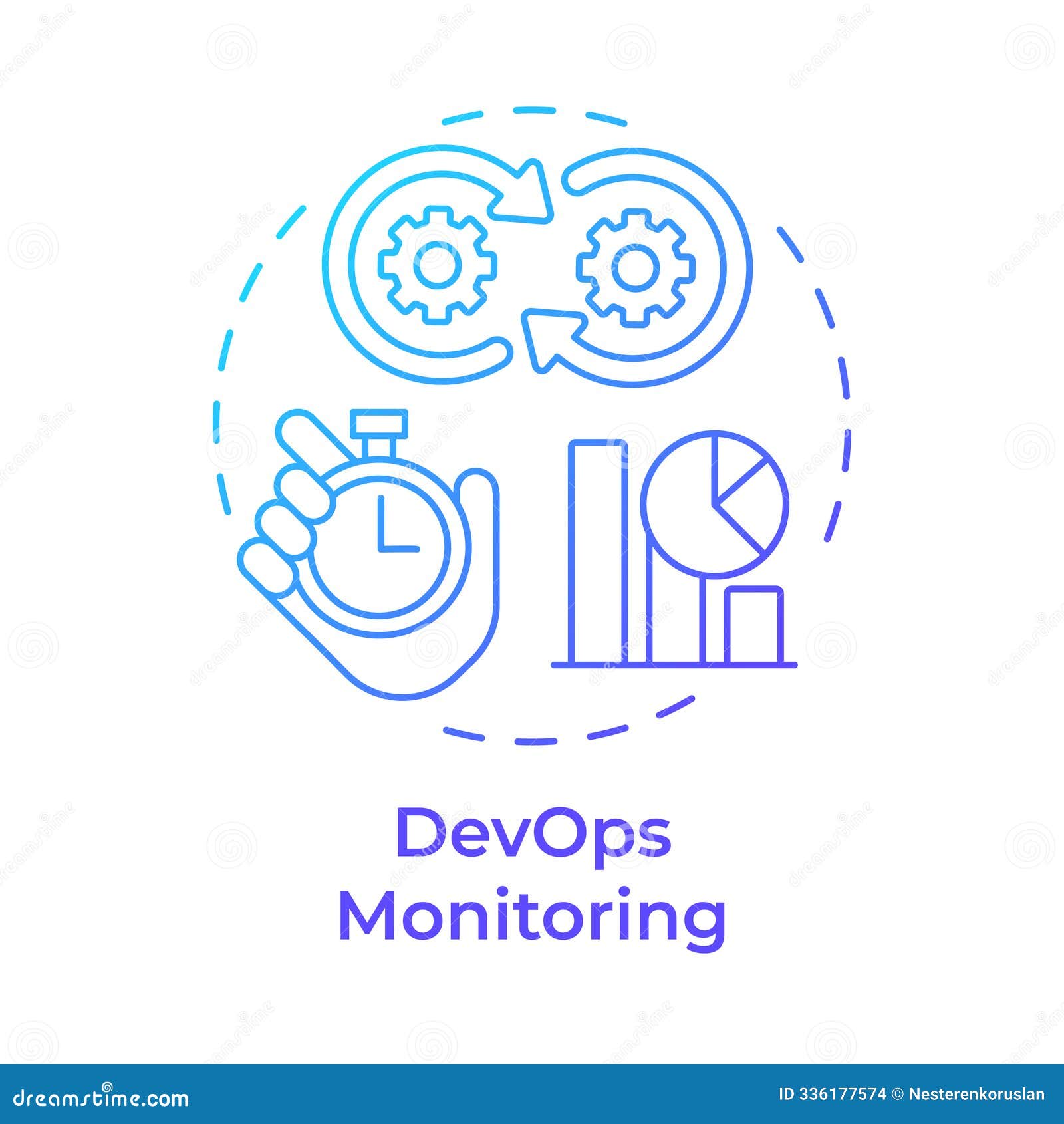 DevOps Monitoring Blue Gradient Concept Icon Stock Illustration ...