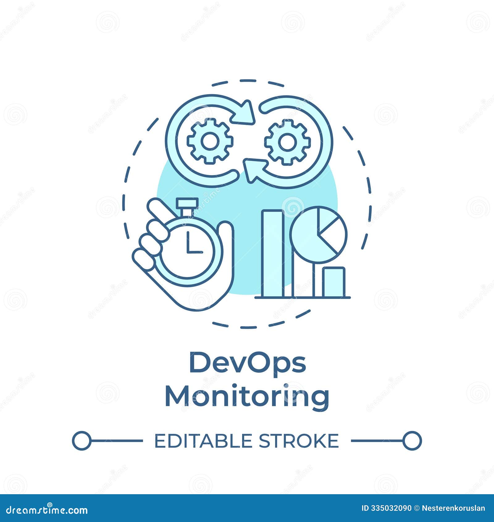 DevOps Monitoring Soft Blue Concept Icon Stock Illustration ...