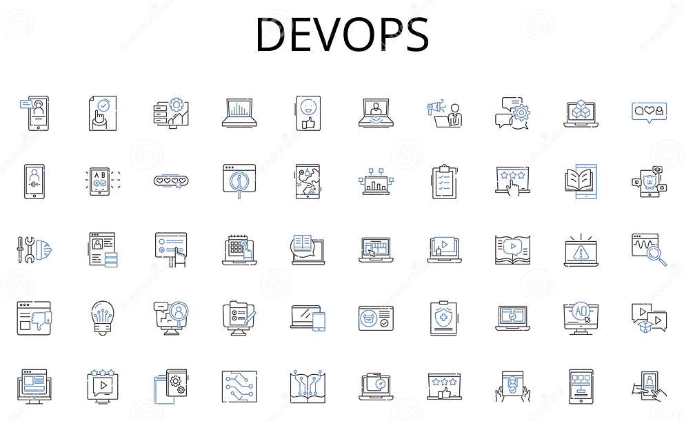 Devops Line Icons Collection Cooperation Partnership Synergy