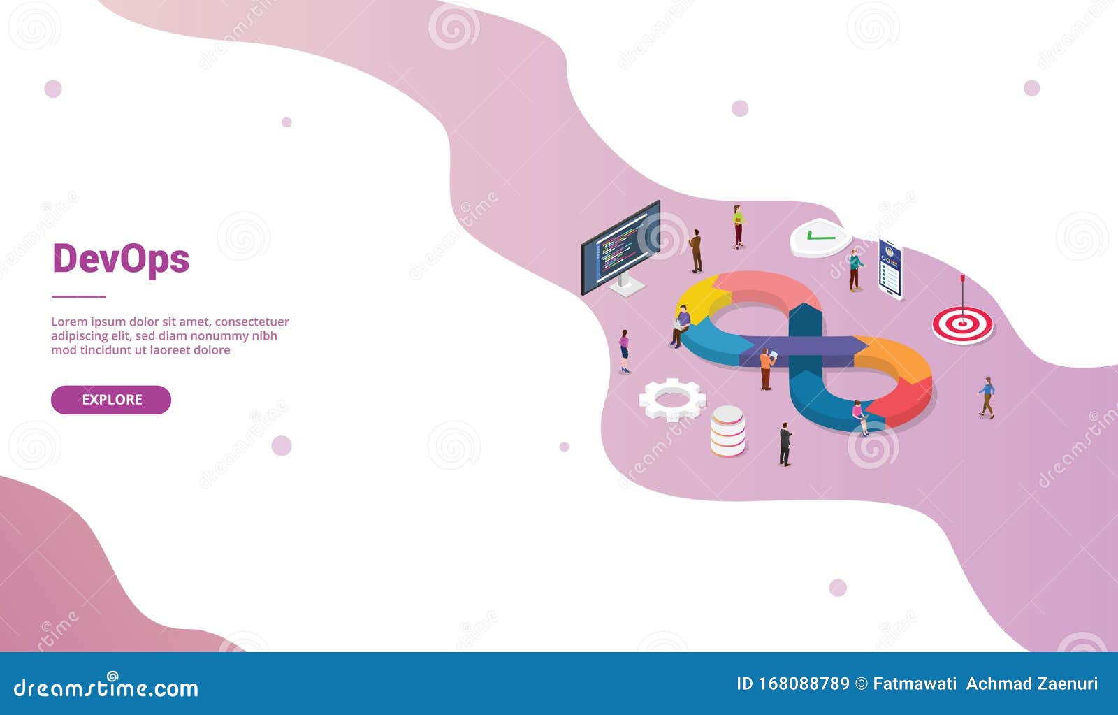 Devops Software Development Methodology with Modern Isometric Style for ...