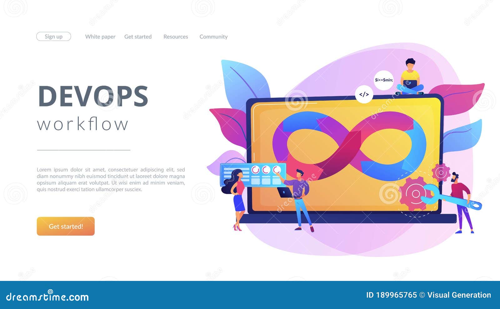 DevOps Team Concept Landing Page Stock Vector - Illustration of character, layout: 189965765