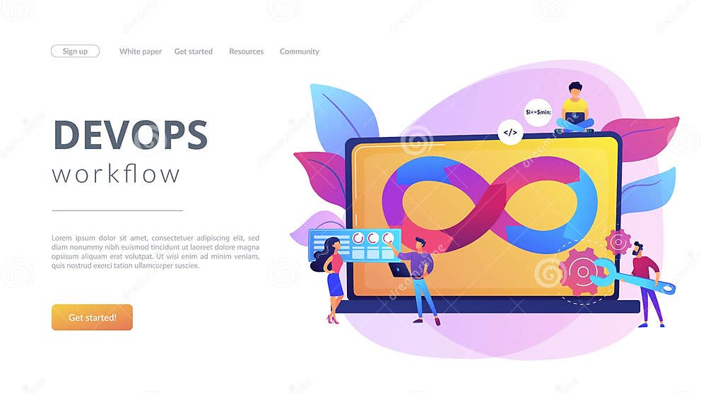 DevOps Team Concept Landing Page Stock Vector - Illustration of ...