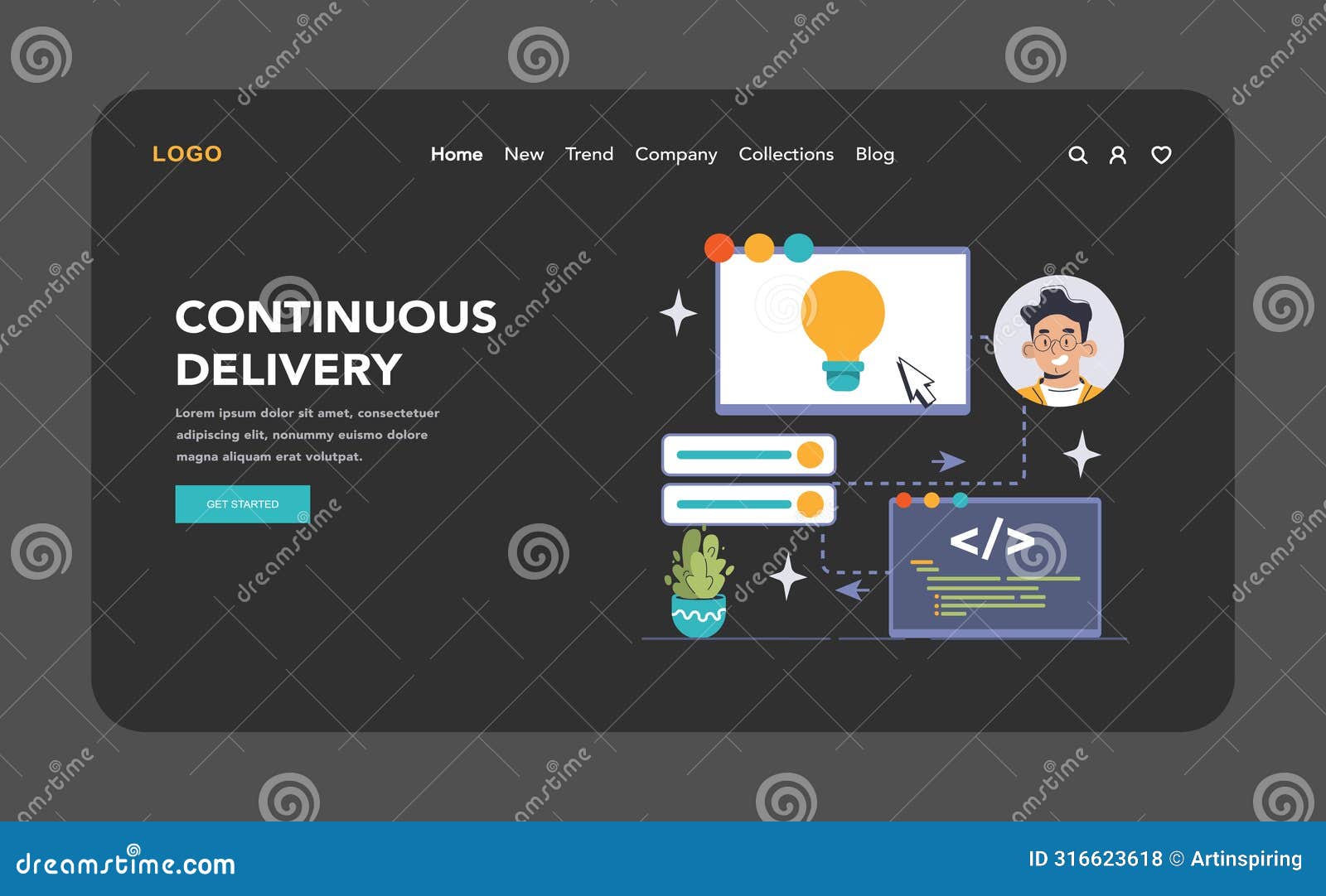 DevOps Web Banner or Landing Stock Vector - Illustration of continuous ...