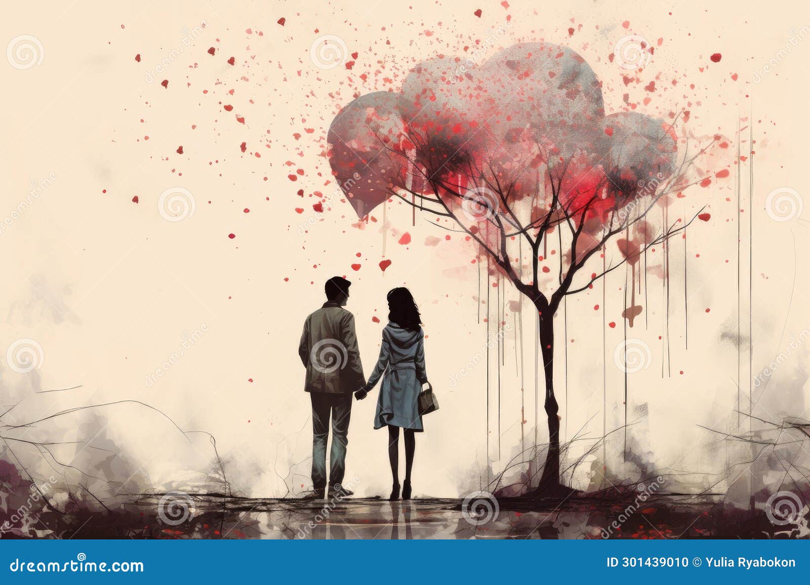 Devoted Love Couple Walking. Generate Ai Stock Illustration ...
