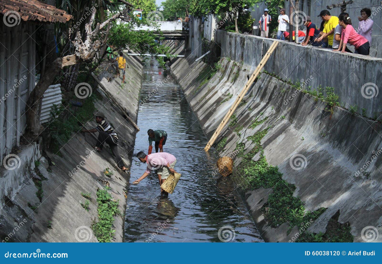 Devotedly Residents Clean Up the River in the City of Solo in Central ...