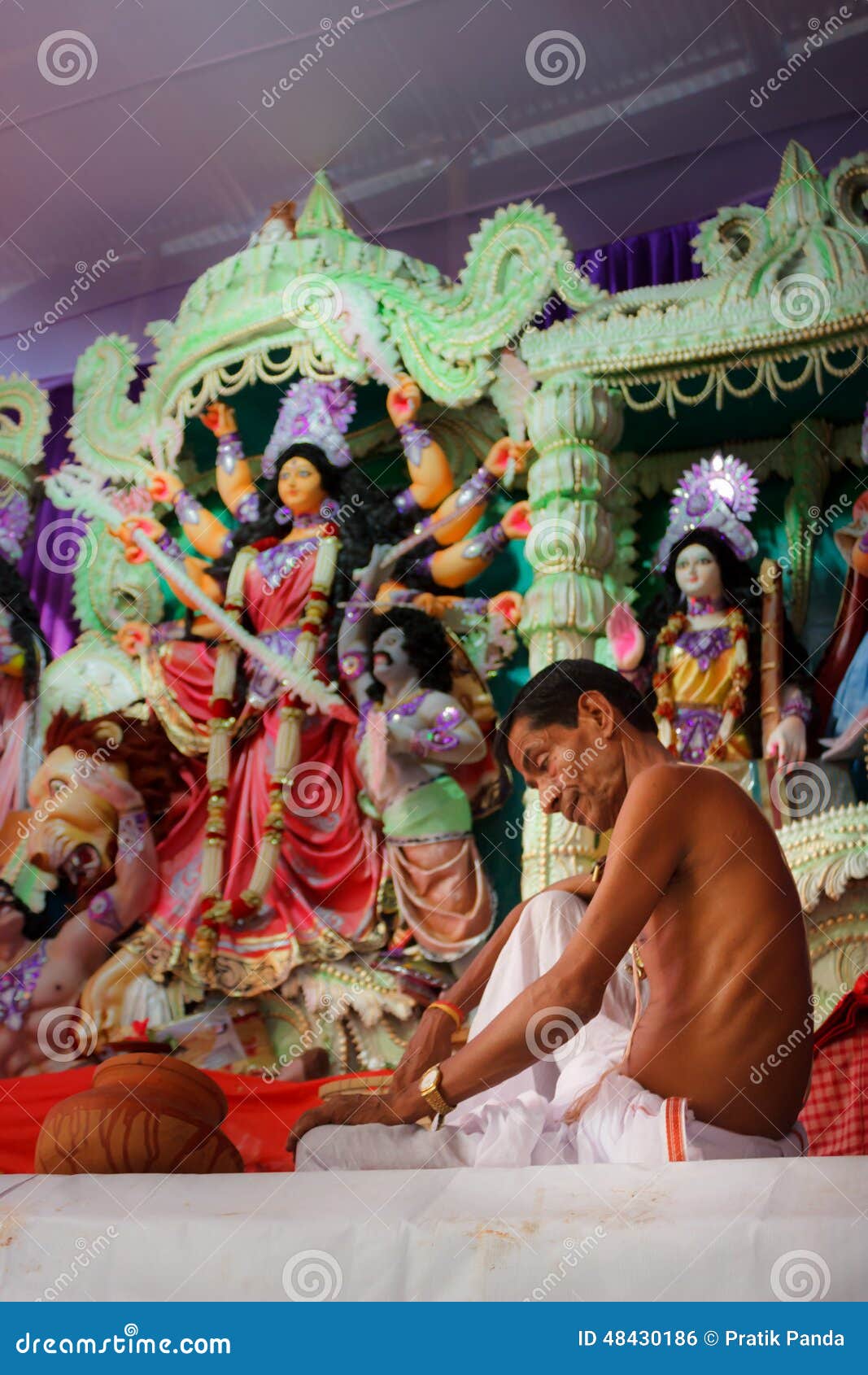 Devotee in Durga temple editorial photo. Image of worship - 48430186