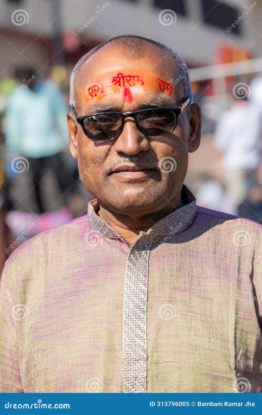Devotee Getting Ram S Name Written at Head at Morning from Flat Angle ...