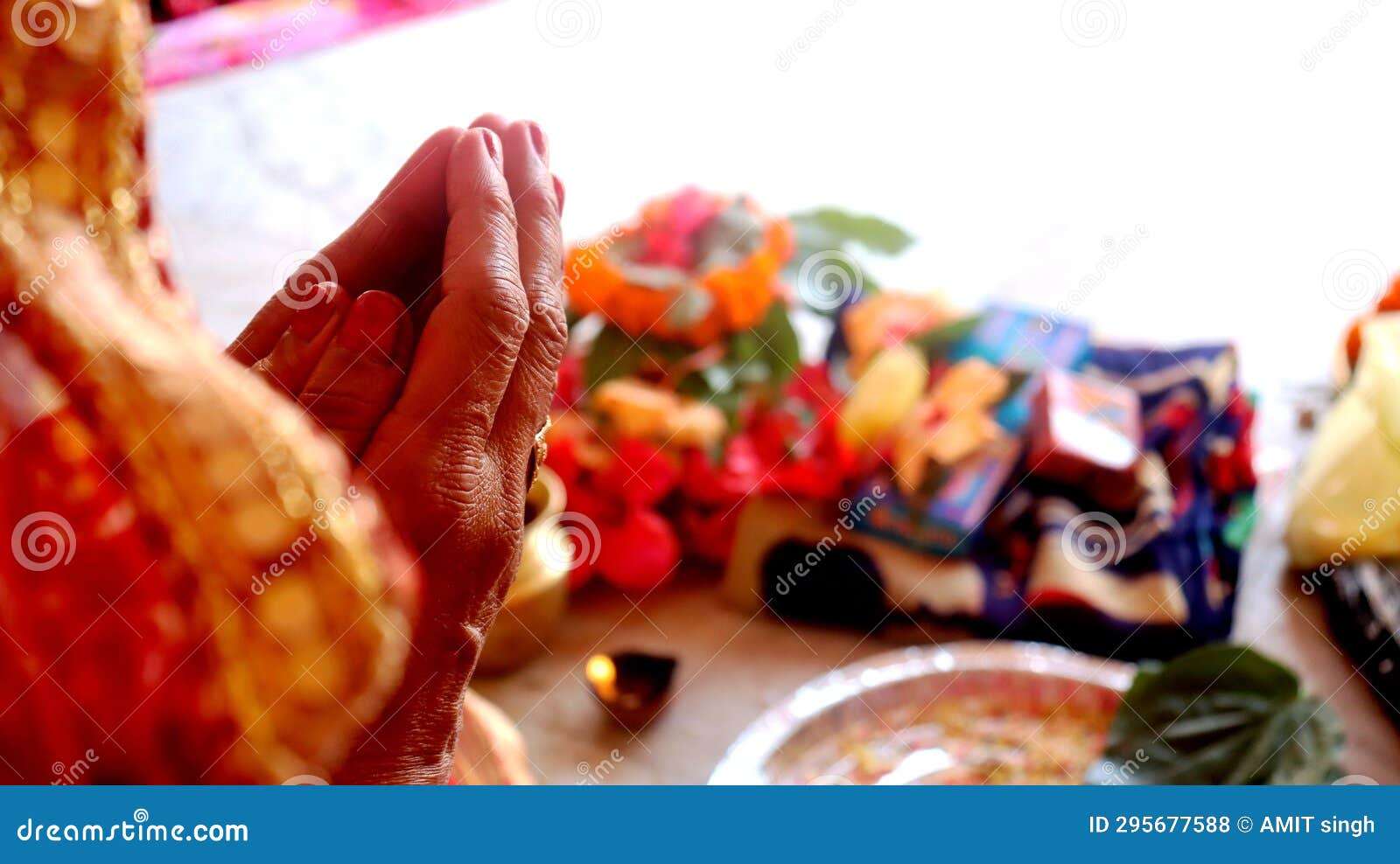 Devotee Offering Prayer To God in Hindu Ritual Style Editorial Stock ...