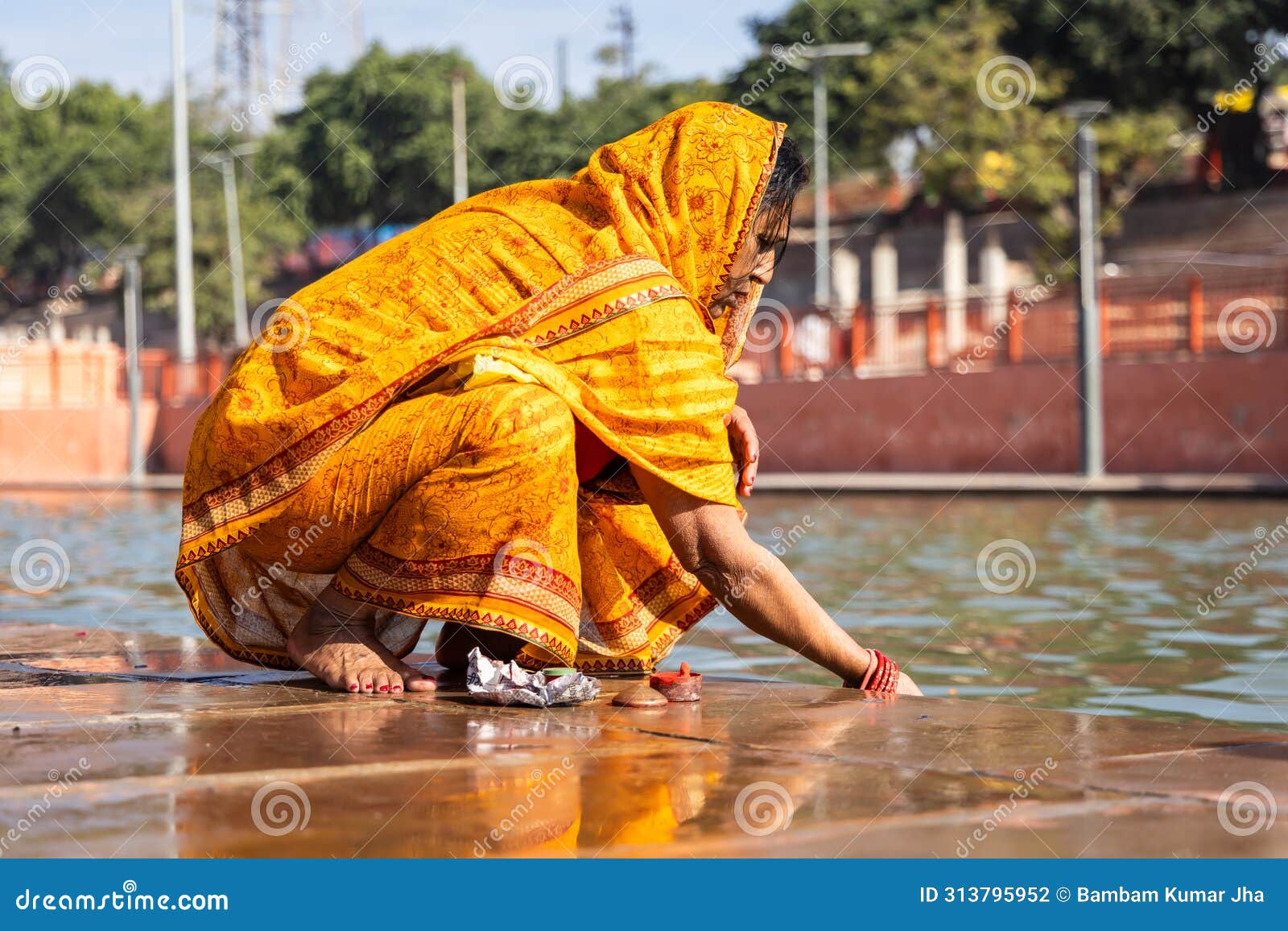 Devotee Praying for Holy God after Bathing in Holy River Water at ...
