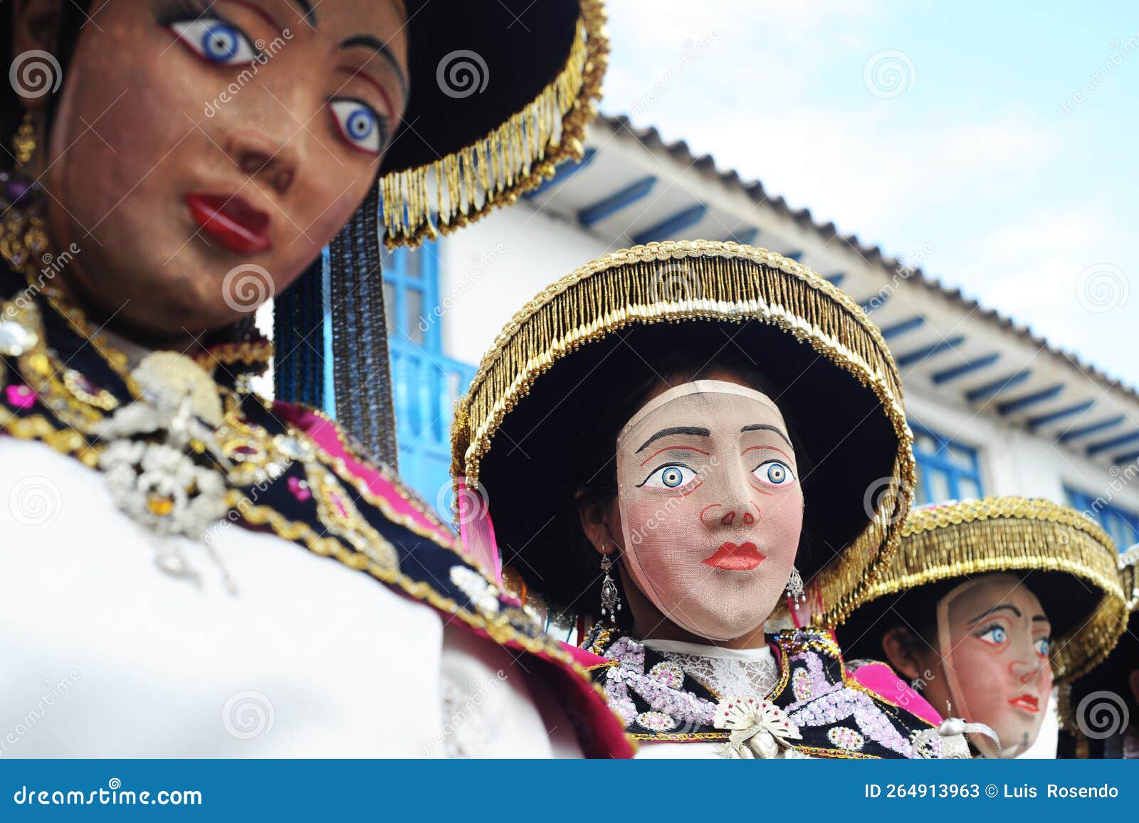 Devotees with Mask in the Streets of the Town the Procession of the ...