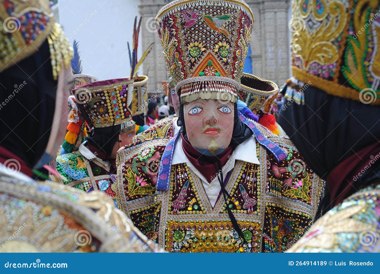 Devotees with Mask in the Streets of the Town the Procession of the ...