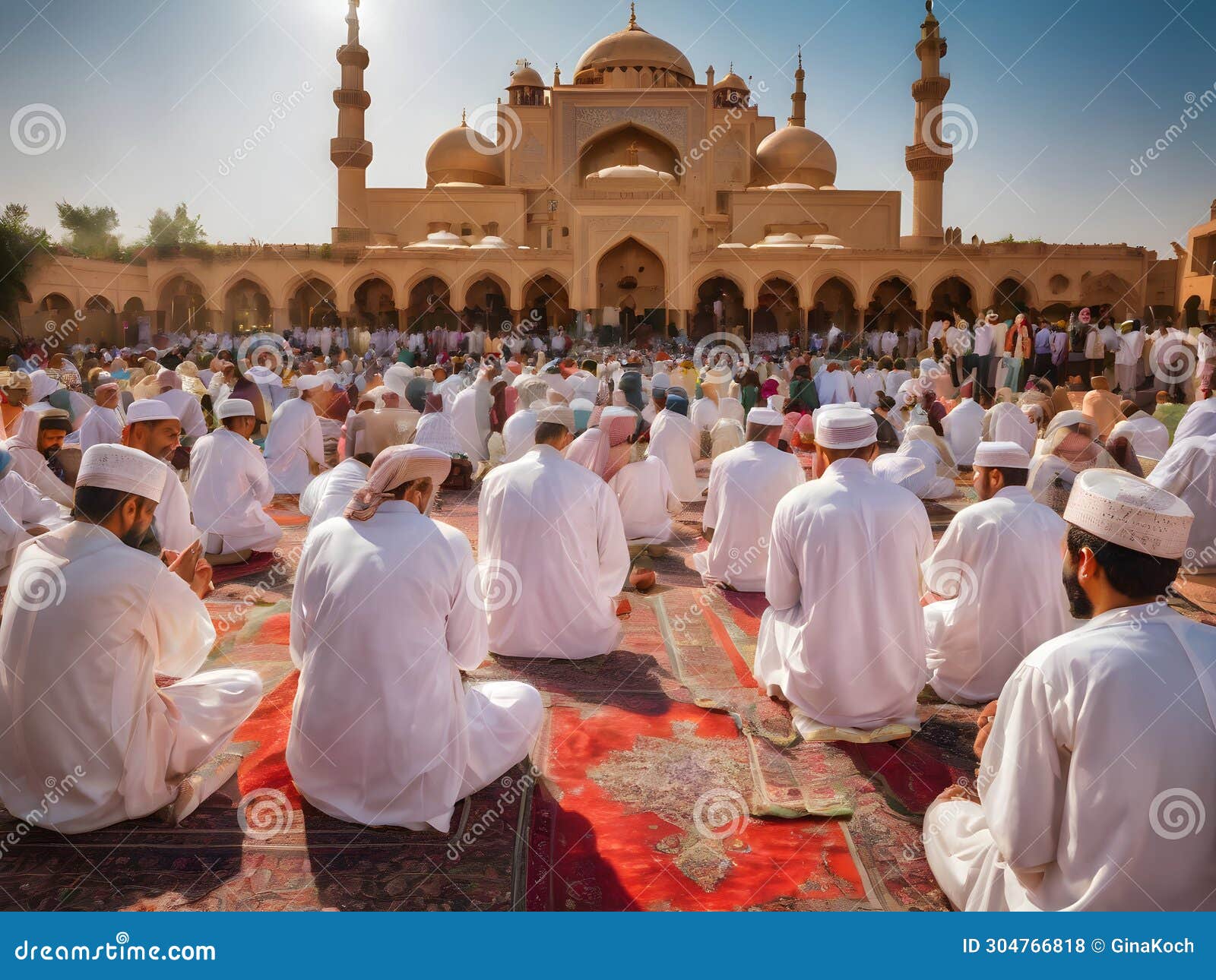 Devotion at Dawn: Eid Al-Fitr Morning Prayers Stock Illustration ...