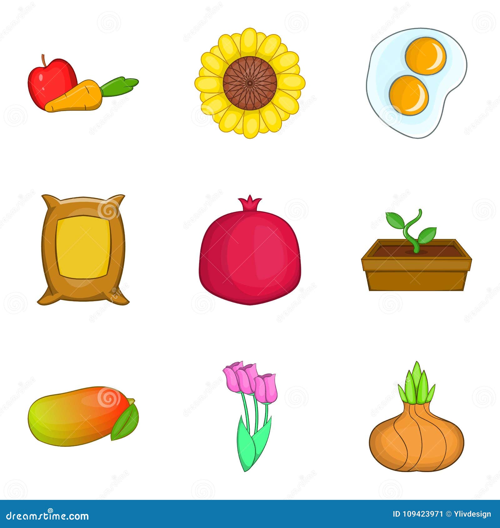 Devouring Icons Set, Cartoon Style Stock Vector - Illustration of food ...