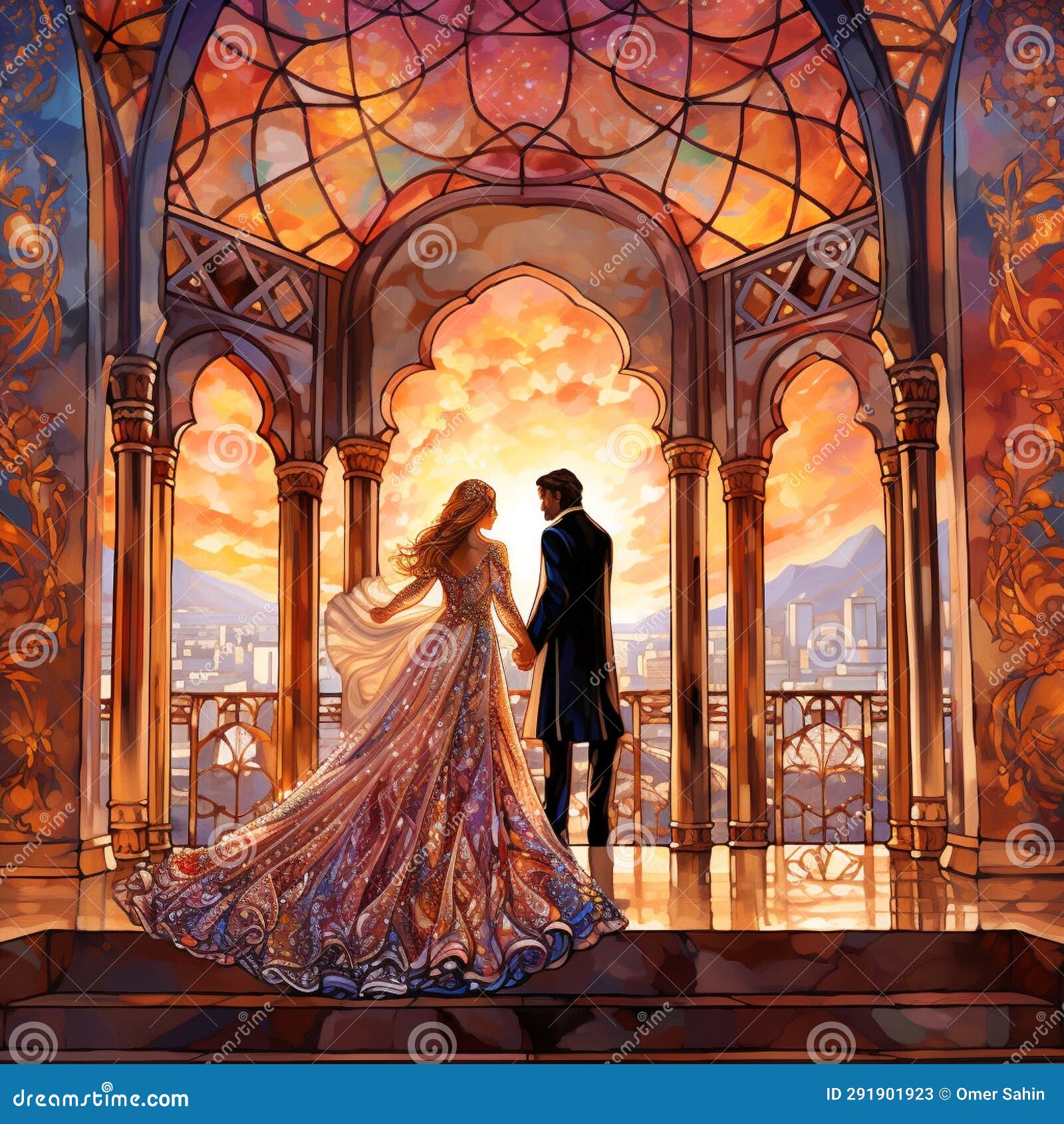 A Devout Couple Embraces Love and Commitment in a Sacred Structure ...