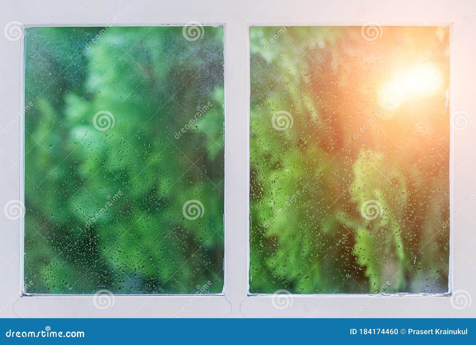 Dew Drop on Glassed of Window after the Rainy Day Stock Photo - Image ...