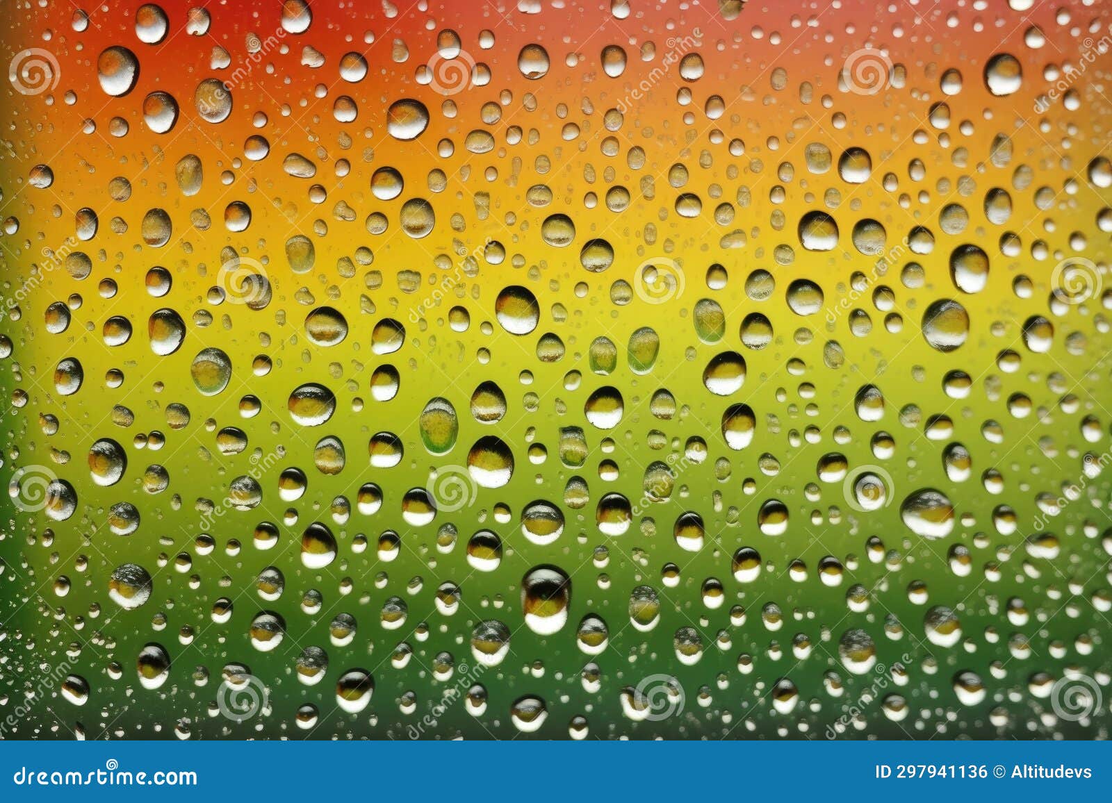 Dew Drops on a Clear Glass Pane Creating a Rainbow Effect Stock Photo ...