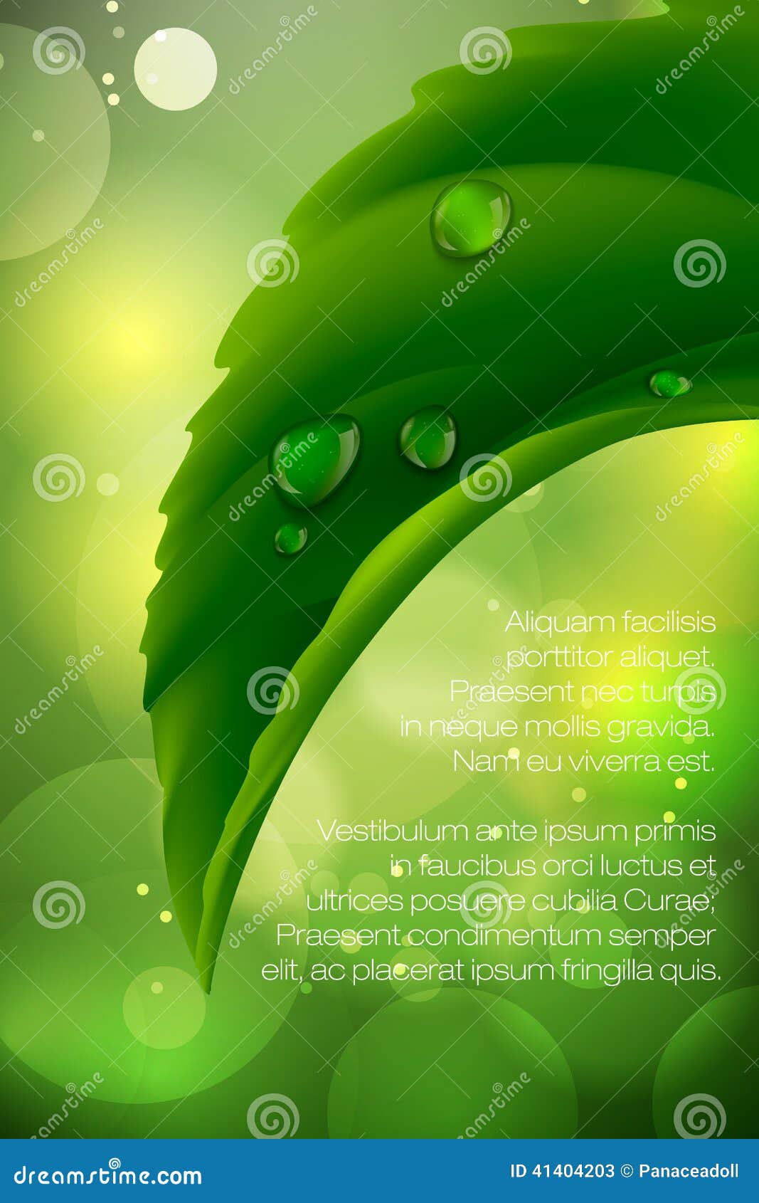 Dew Drops On Green Leaves Cartoon Vector | CartoonDealer.com #41404203