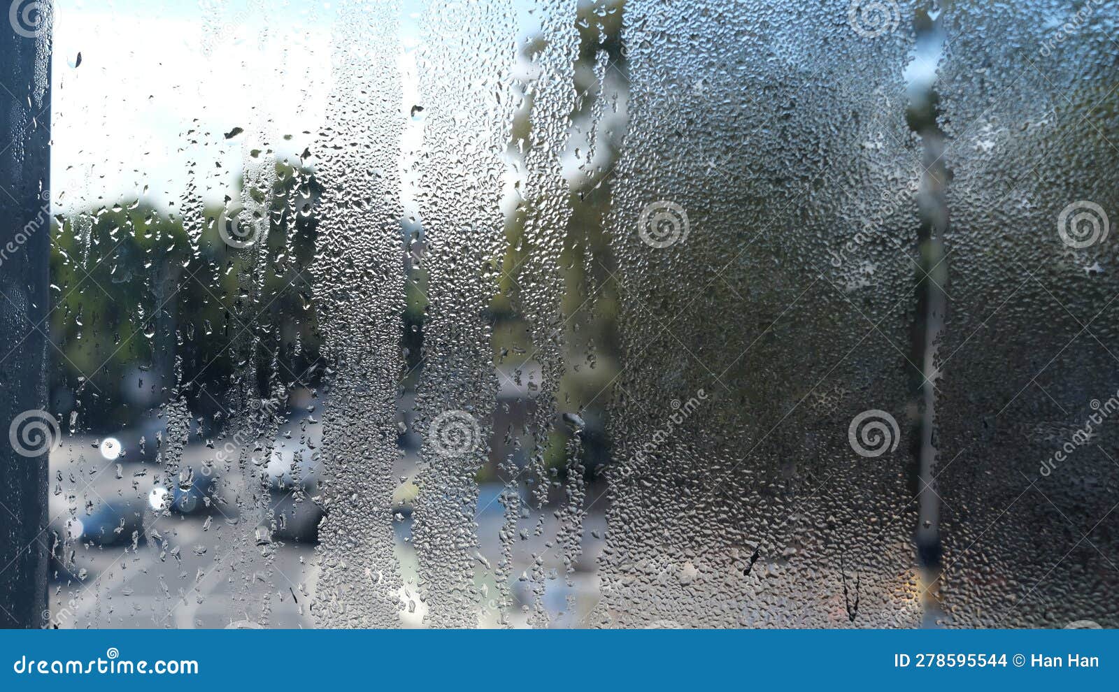 Dew on glass windows stock photo. Image of cool, drop - 278595544