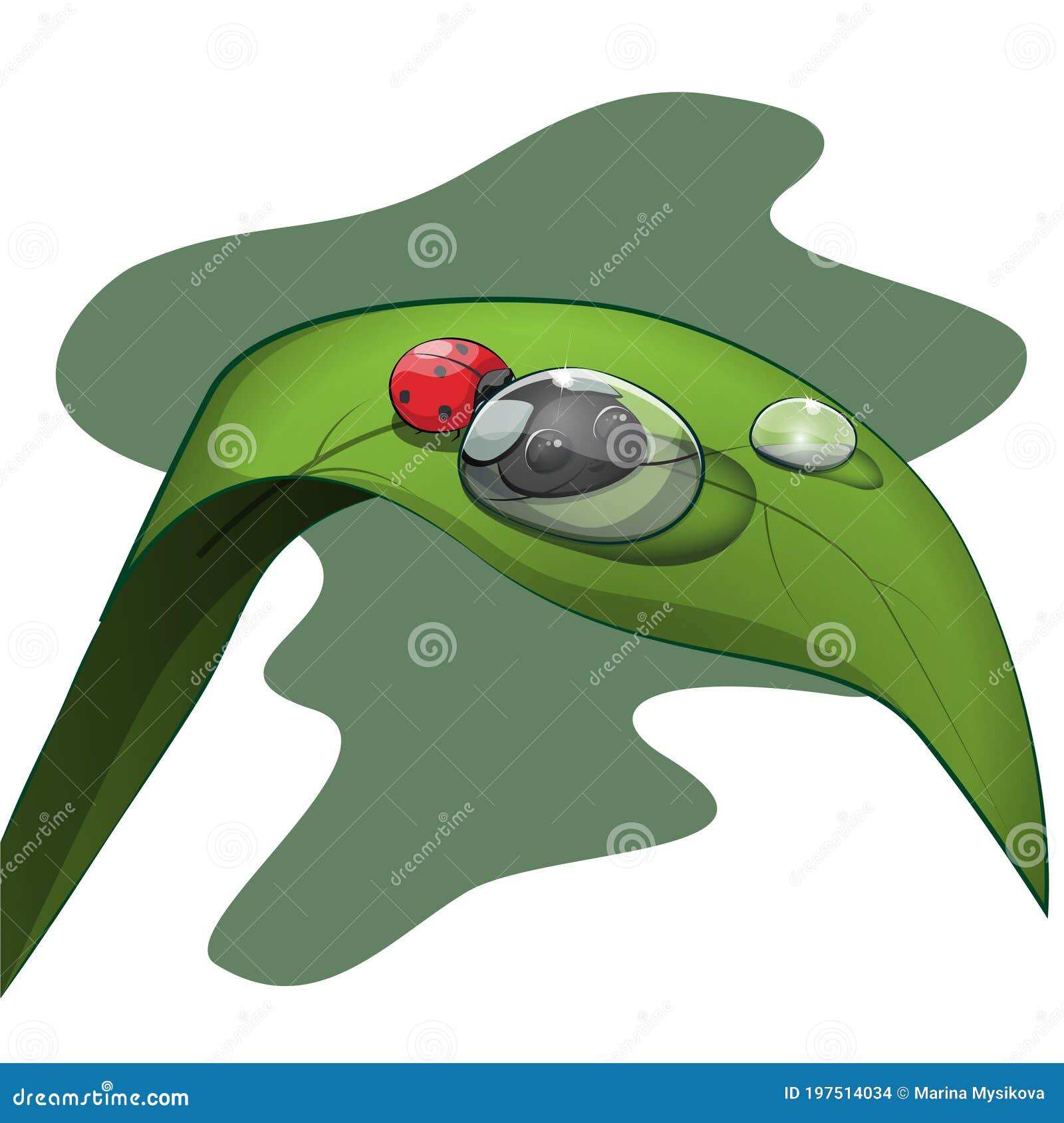 Dewdrop and the ladybug stock vector. Illustration of beautiful - 197514034