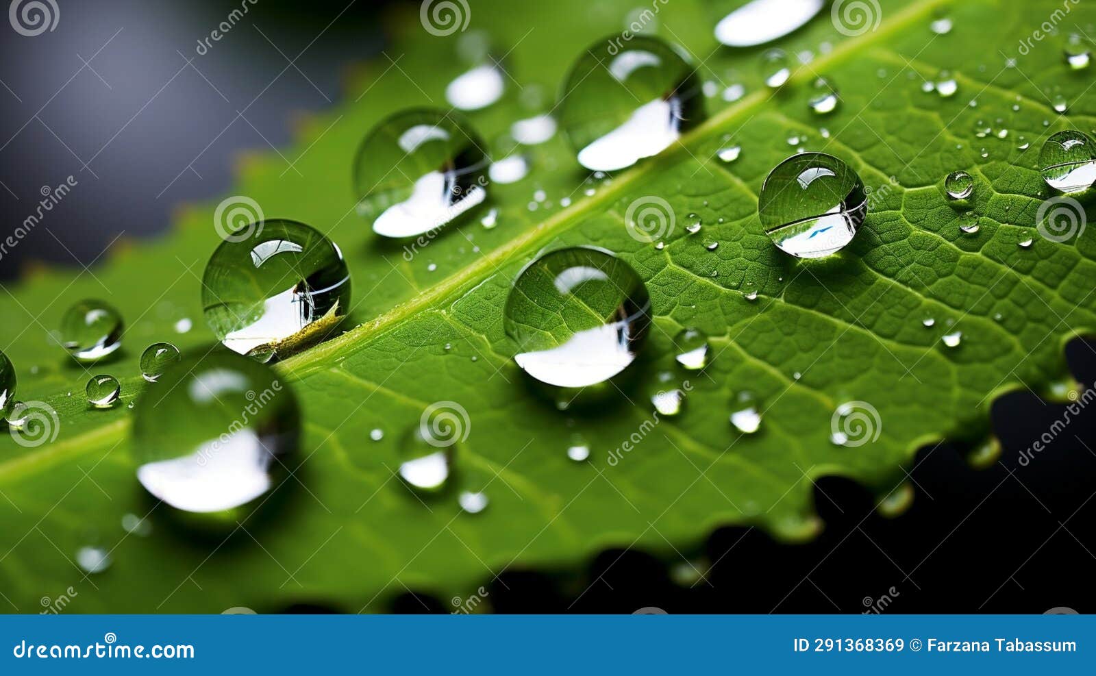 Dewdrops Forming on the Surface of a Textured Leaf, Magnifying the Leaf ...