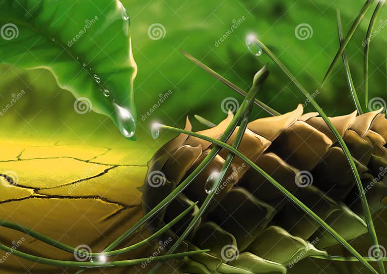 Dewy pine cone stock photo. Image of cartoon, pine, drop - 2226498