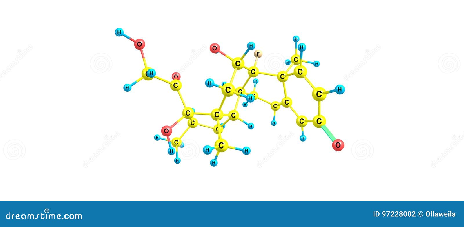 Dexamethasone Molecular Structure Isolated on White Stock Illustration ...