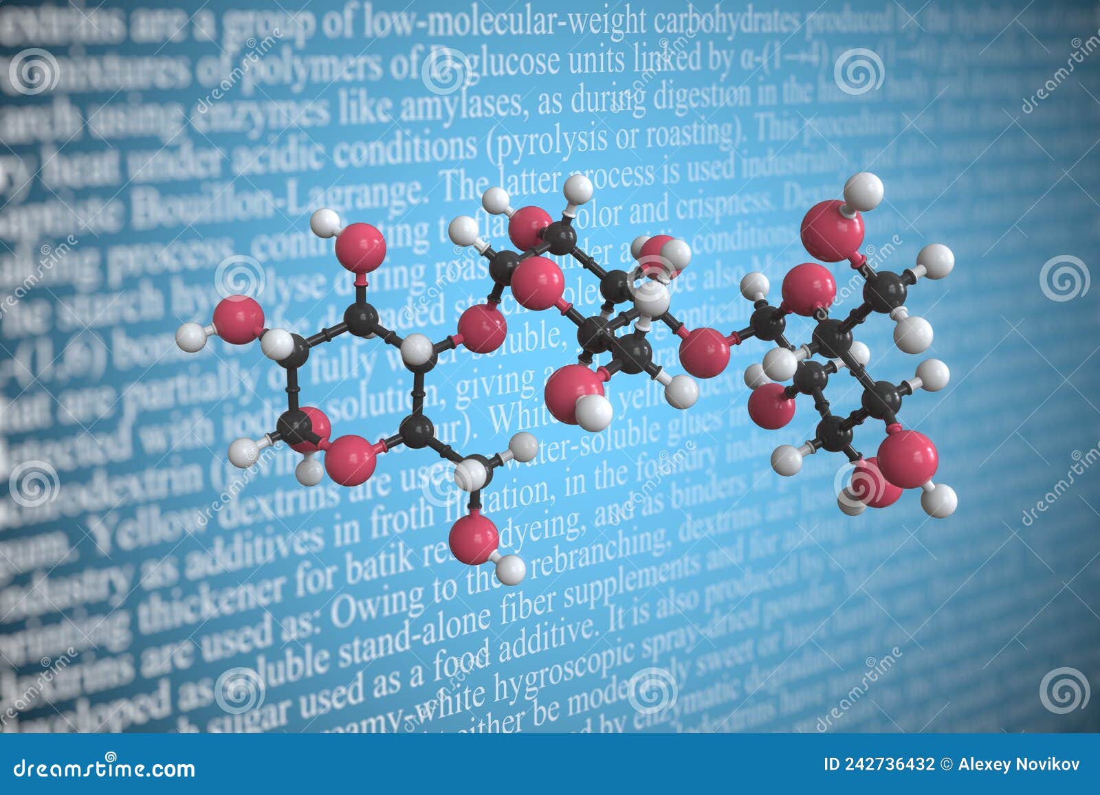Dextrin Scientific Molecular Model, 3D Rendering Stock Illustration ...