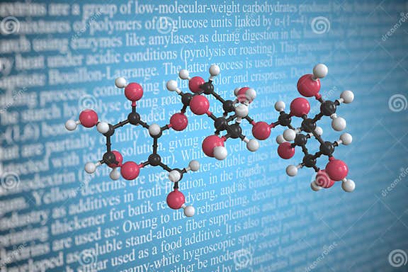 Dextrin Scientific Molecular Model, 3D Rendering Stock Illustration ...