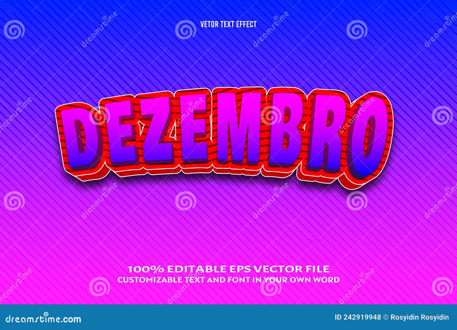 Dezembro Editable Text Effect 3 Dimension Emboss Comic Style Stock ...