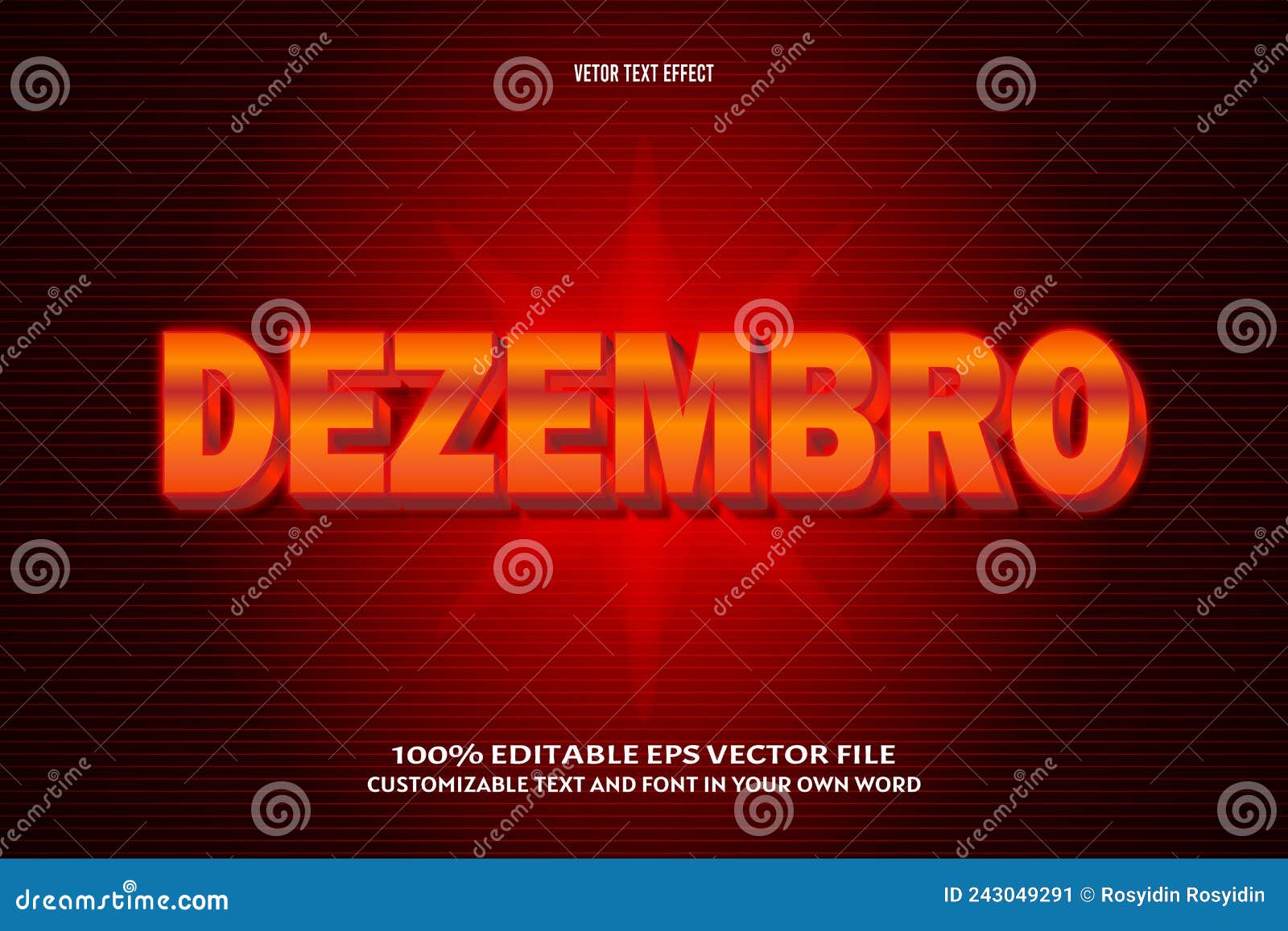 Dezembro Editable Text Effect 3 Dimension Emboss Comic Style Stock ...