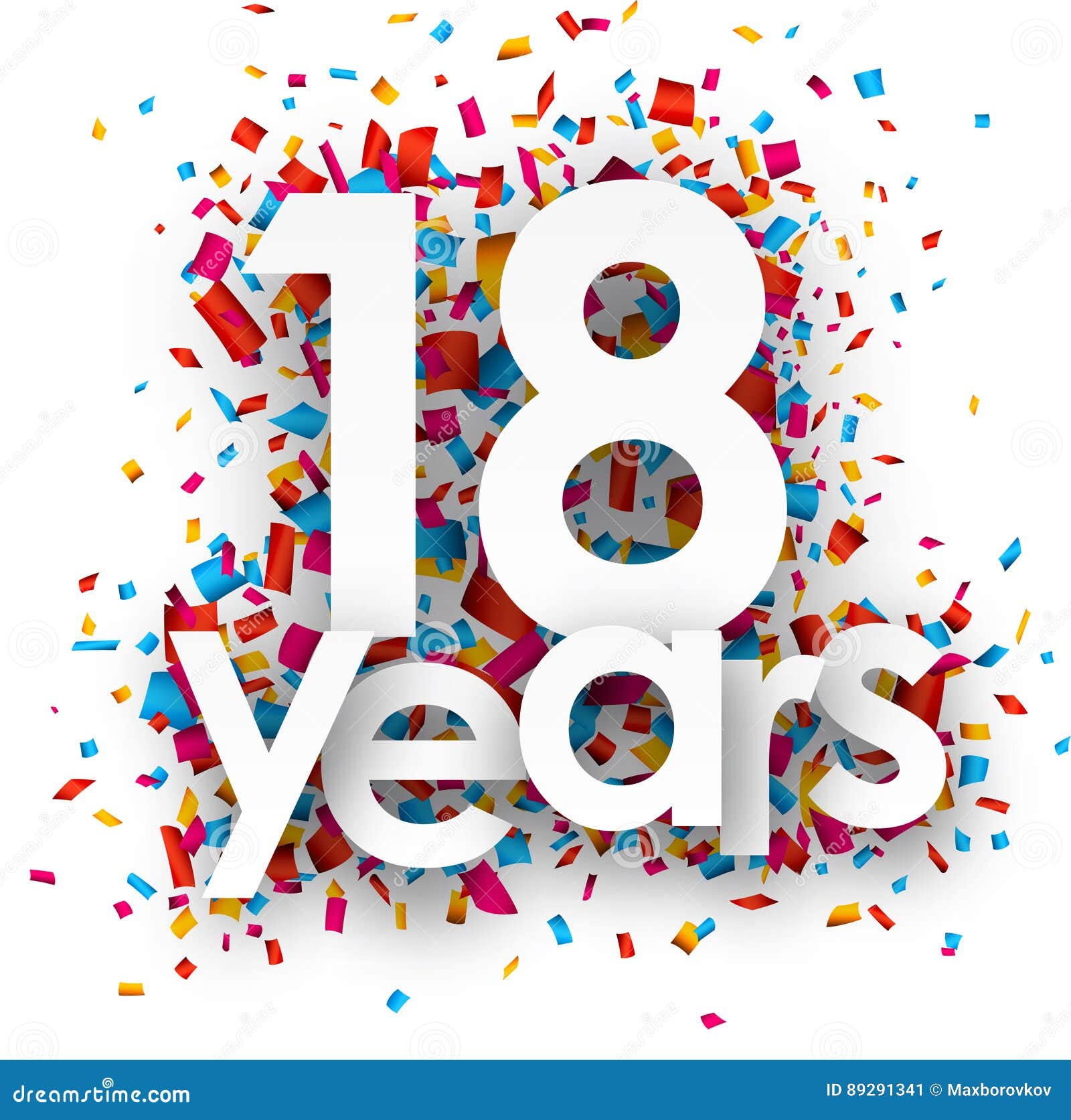 Dezoito Anos De Sinal De Papel Dos Confetes Ilustração do Vetor ...