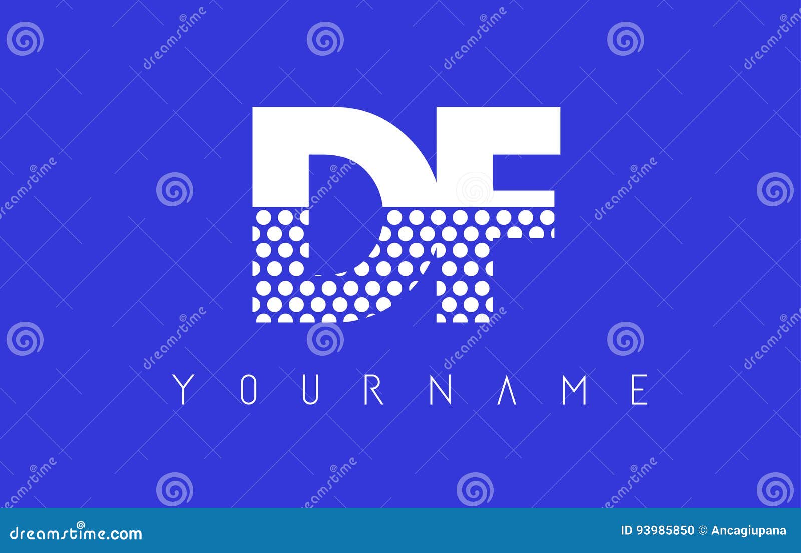 DF D F Dotted Letter Logo Design with Blue Background. Stock Vector ...