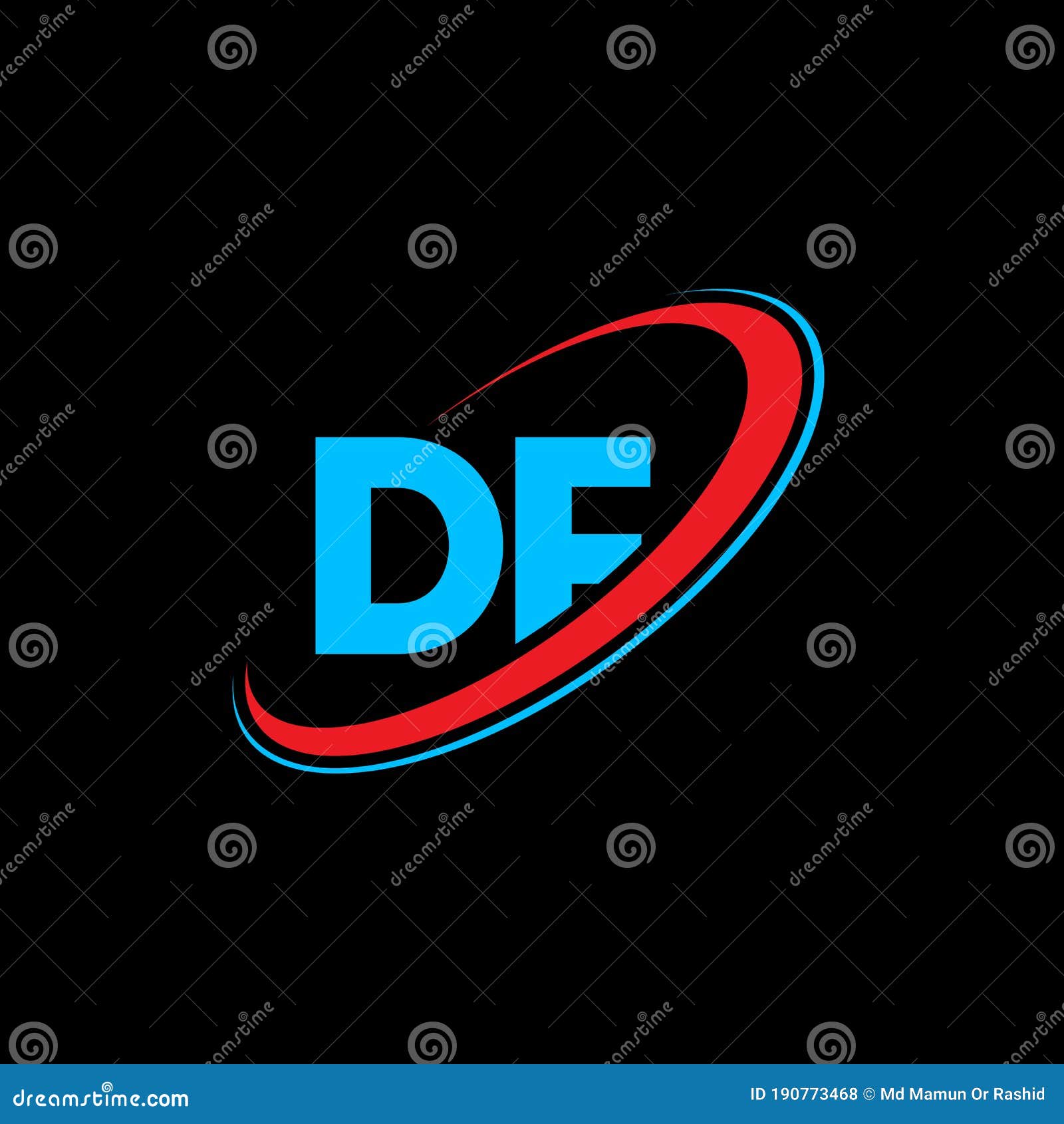 DF D F Letter Logo Design. Initial Letter DF Linked Circle Uppercase ...