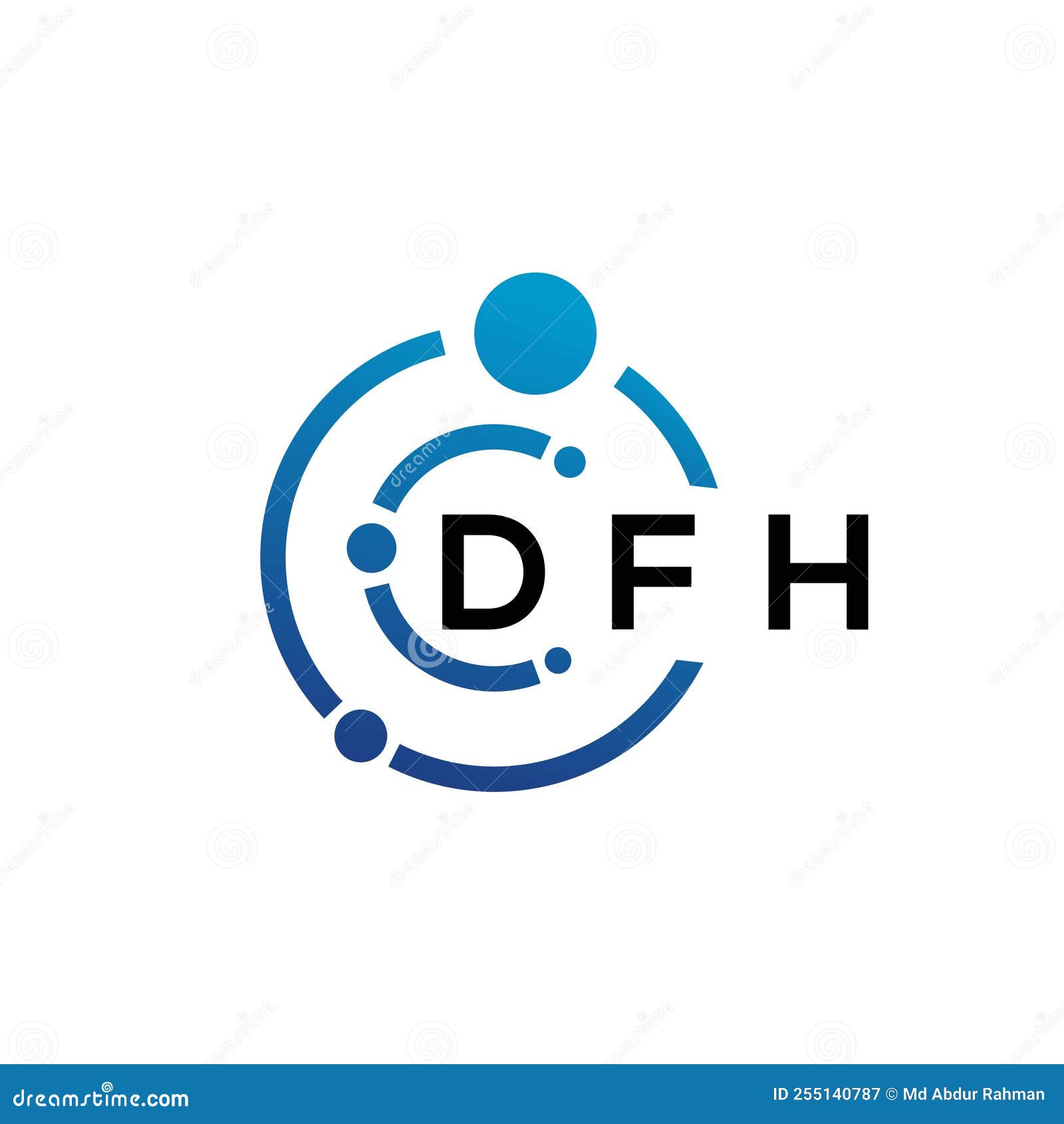 DF H Letter Logo Design on White Background. DF H Creative Initials ...