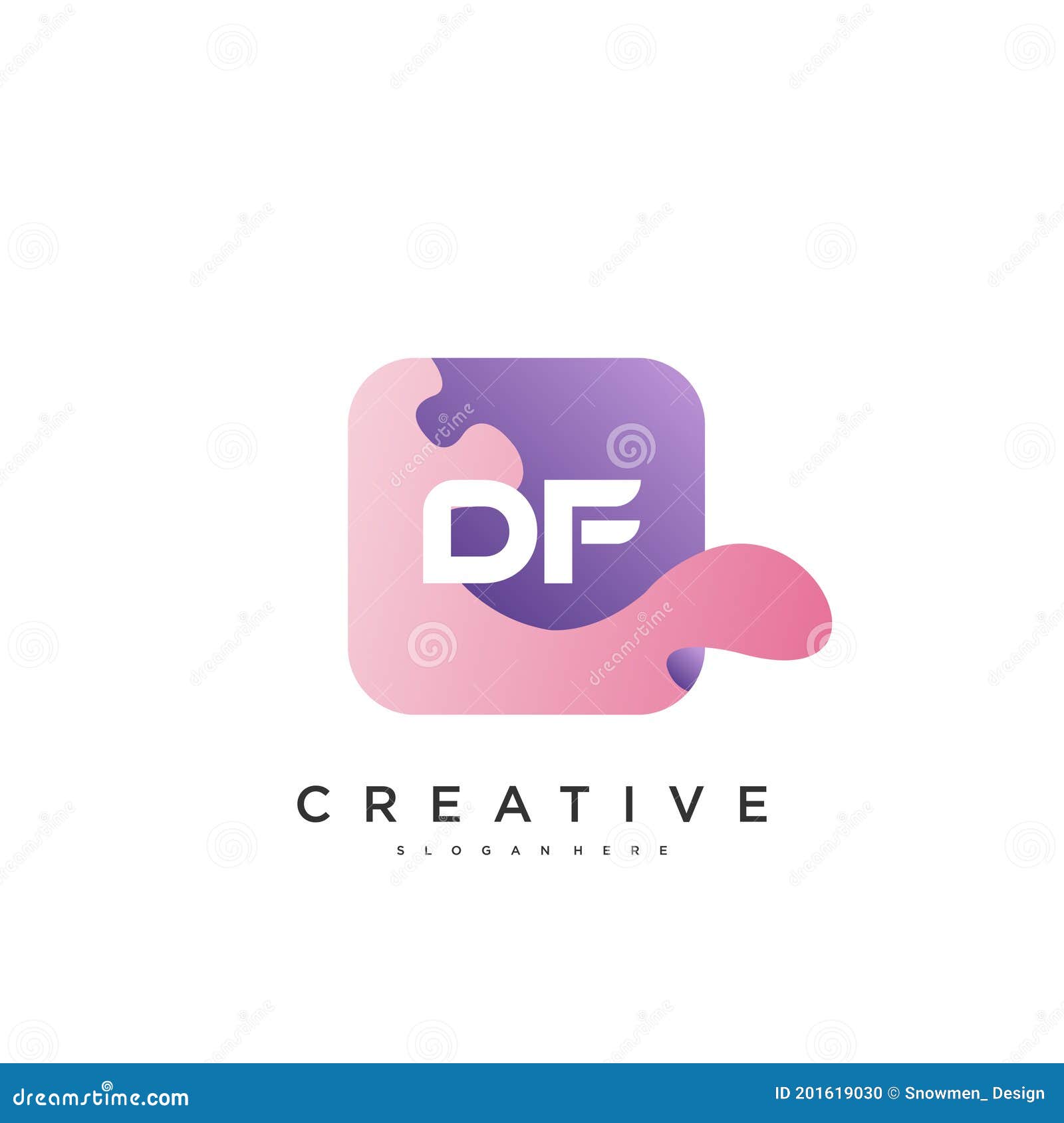 DF Initial Letter Logo Icon Design Template Elements with Wave Colorful ...