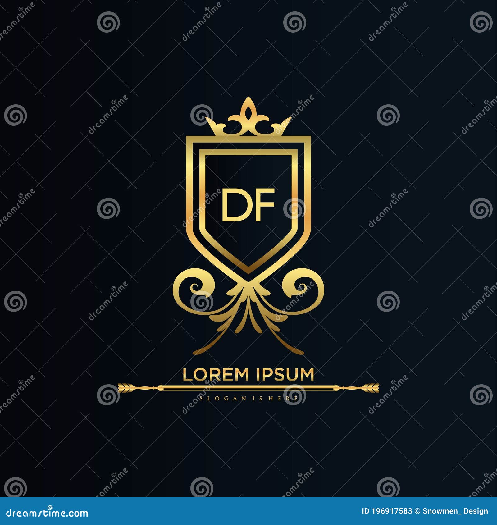 DF Letter Initial with Royal Template.elegant with Crown Logo Vector ...